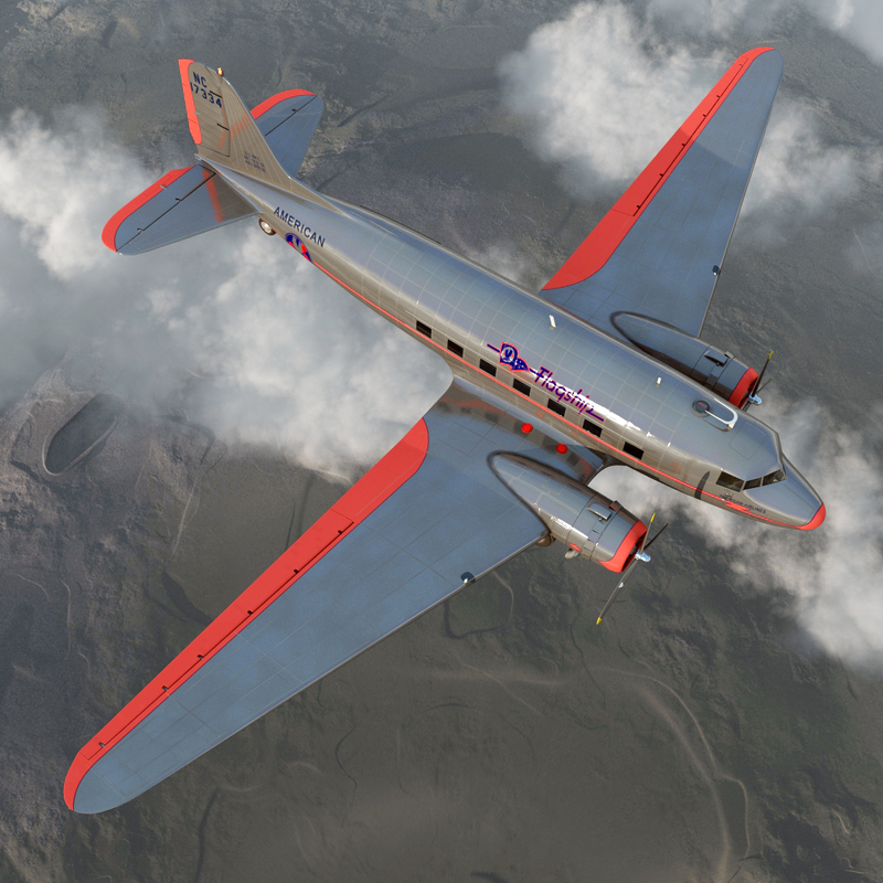 douglas dc-3 american airlines 3d max