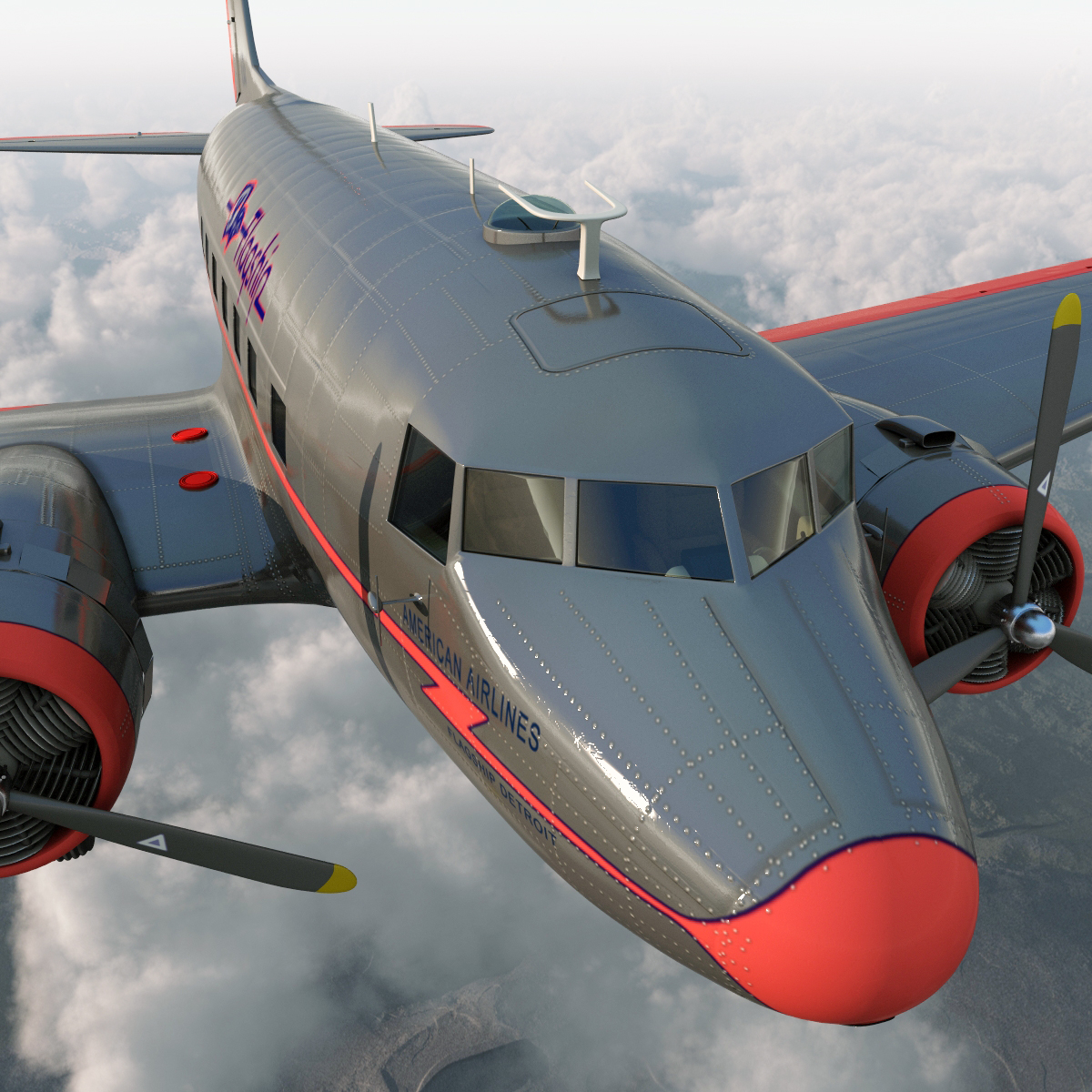 douglas dc-3 american airlines 3d max