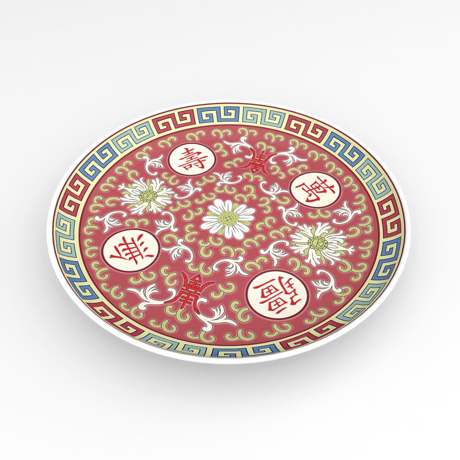 traditional chinese porcelain dinner plate 3d model