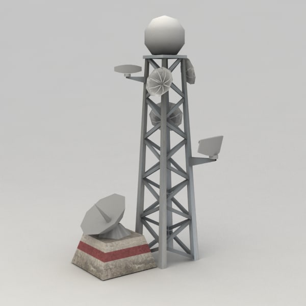 radar tower animation 3d model