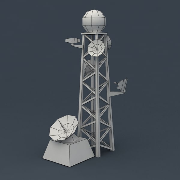 radar tower animation 3d model