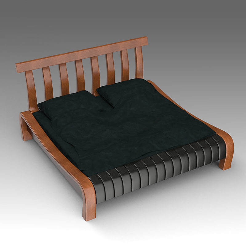 3d model wooden bed