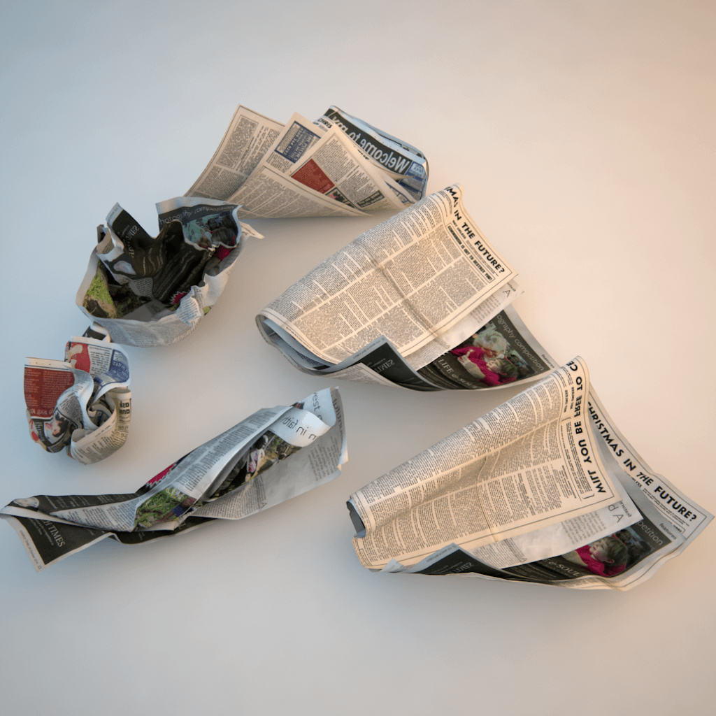 crumpled newspaper paper 3d model