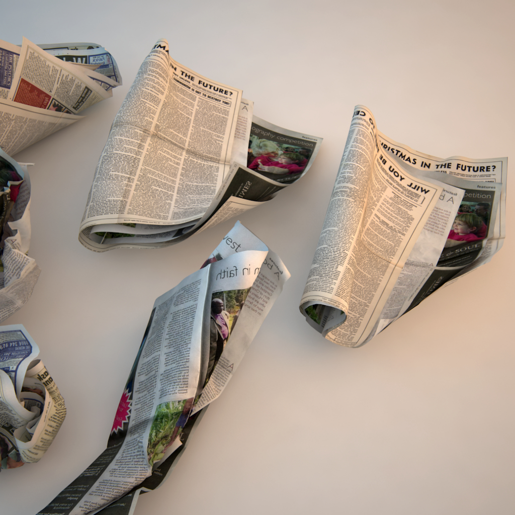 crumpled newspaper paper 3d model