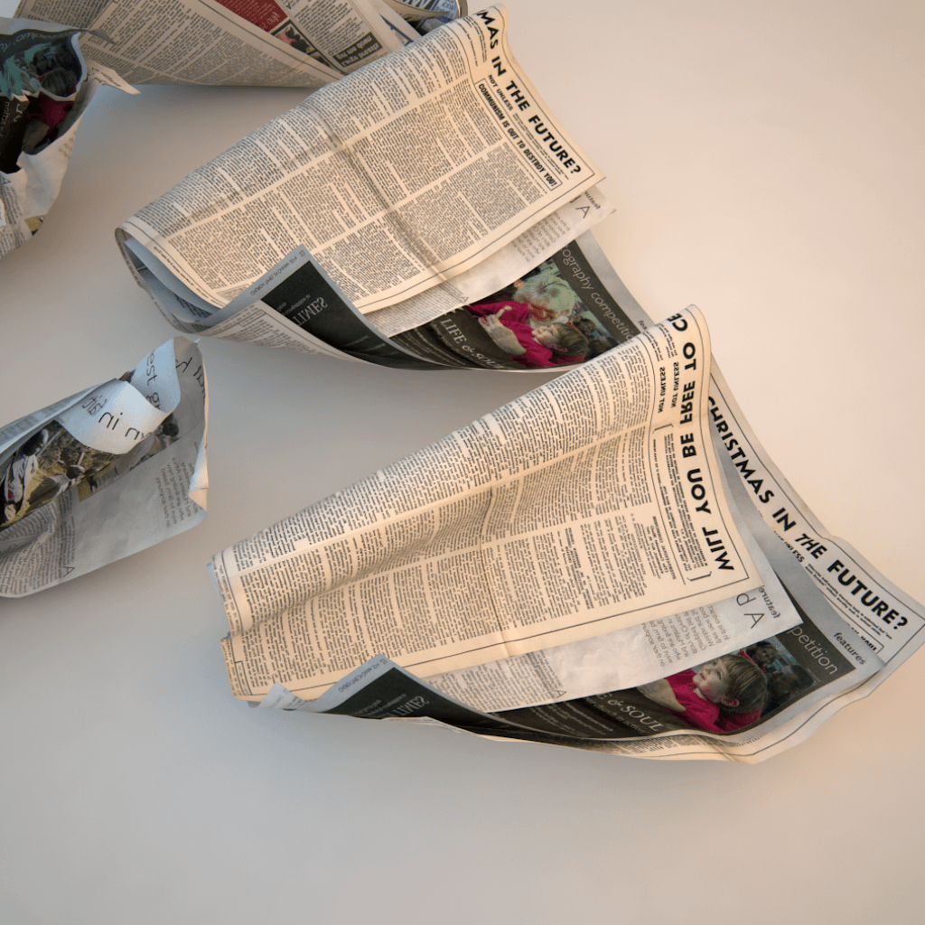 crumpled newspaper paper 3d model