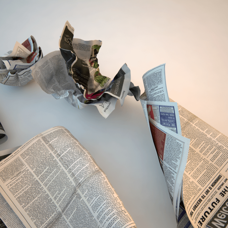 crumpled newspaper paper 3d model
