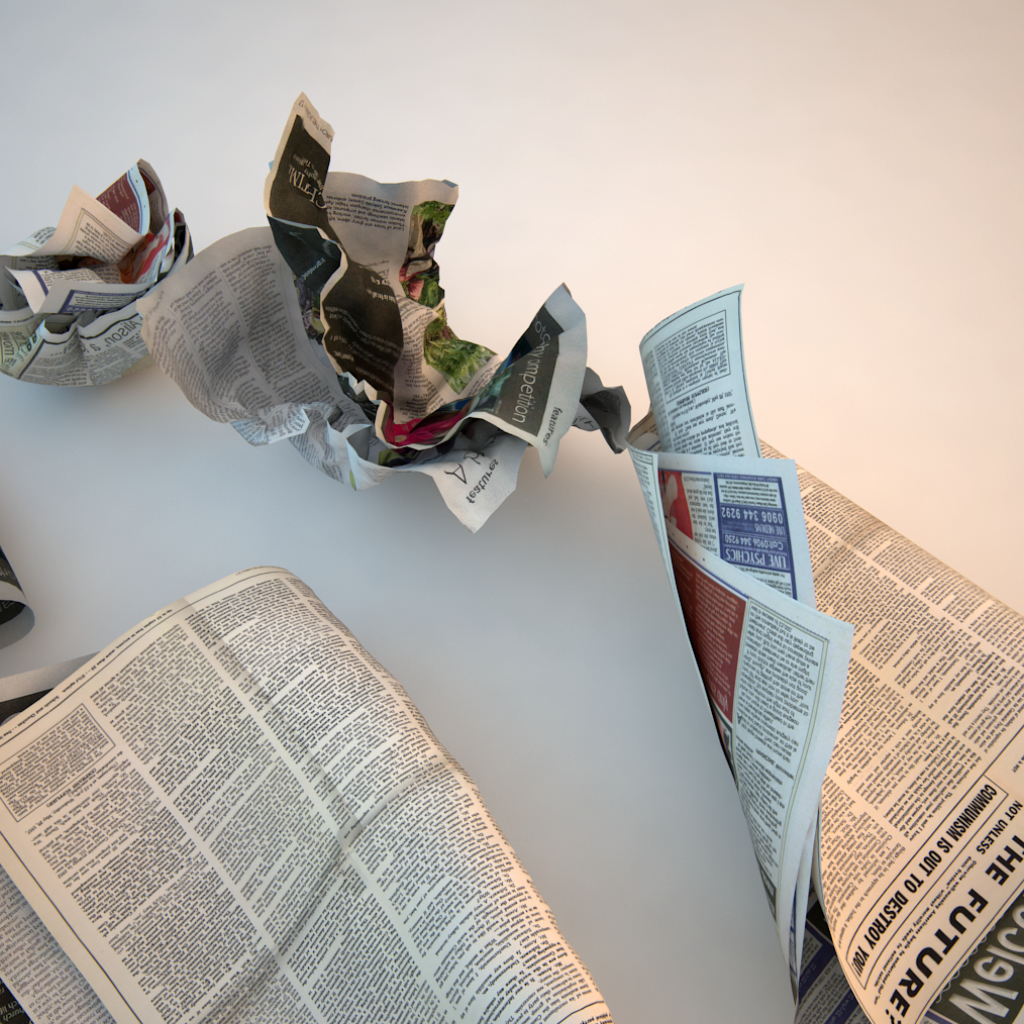 crumpled newspaper paper 3d model