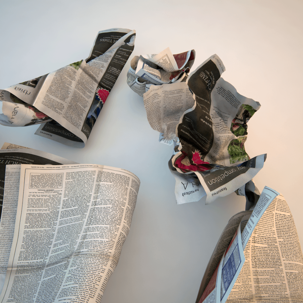 crumpled newspaper paper 3d model