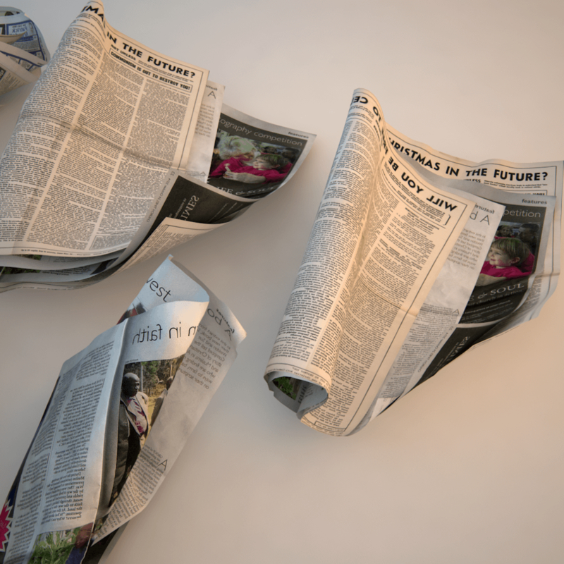 crumpled newspaper paper 3d model