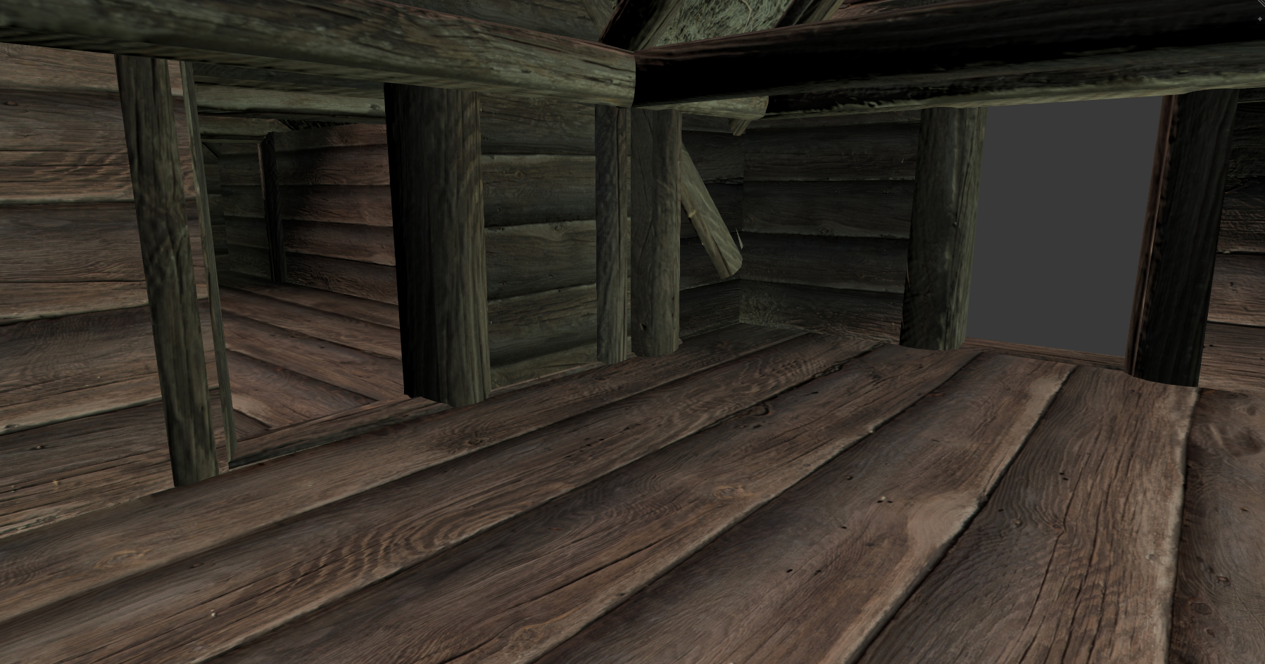 enterable big wooden hut blend