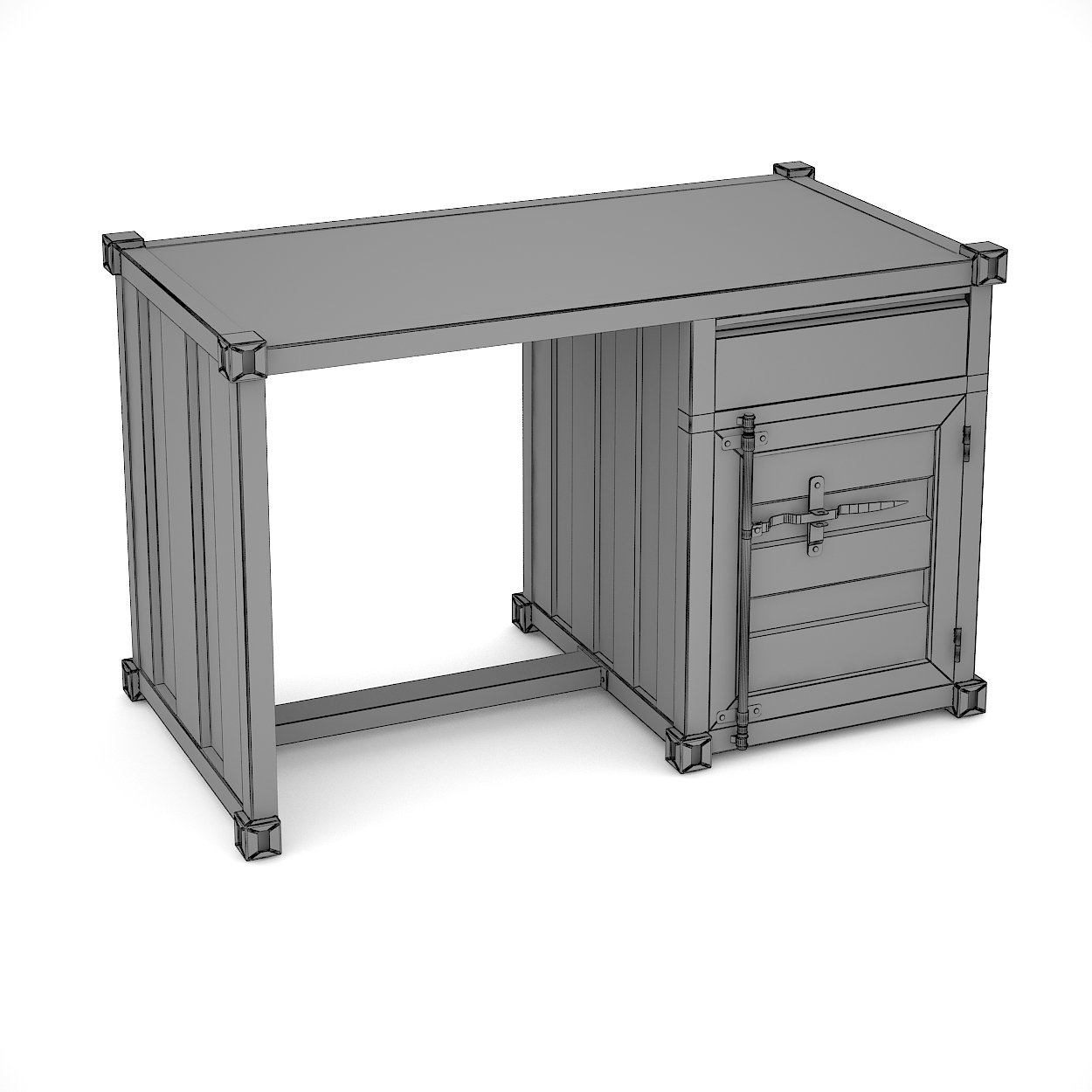 sea container desk 3d model