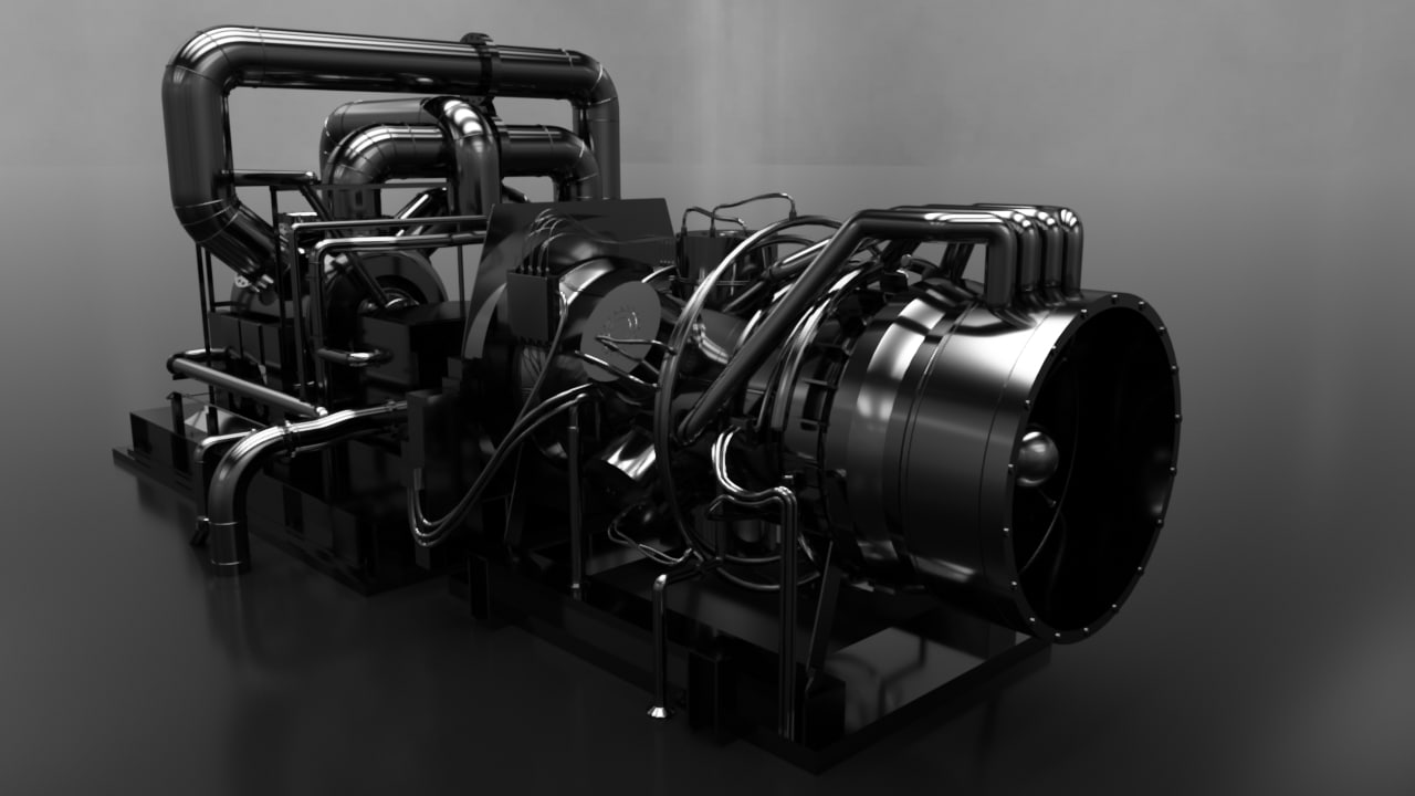jet engine test stand 3d max