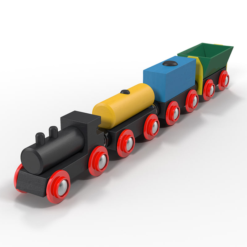 3d wooden toy train model