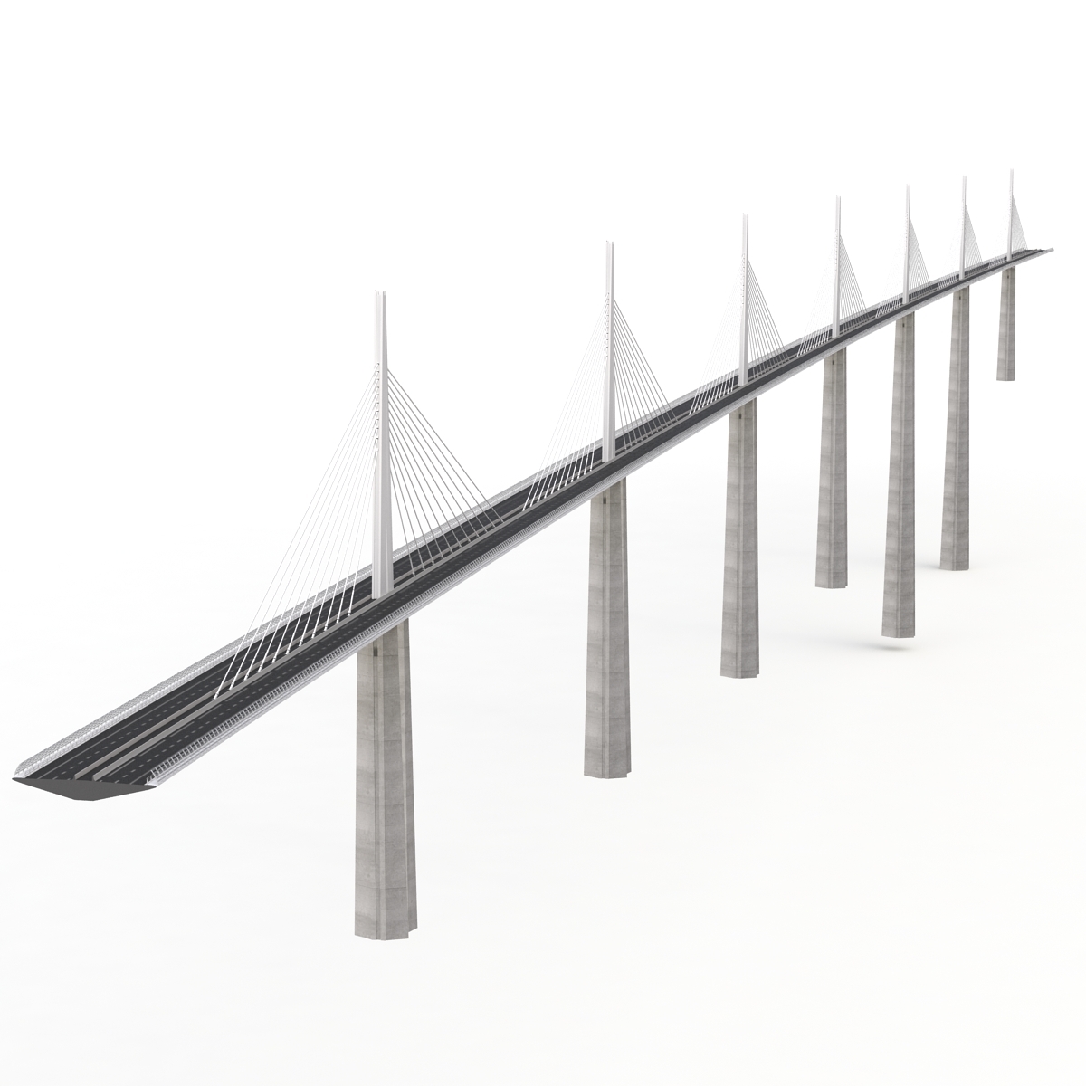 millau viaduct bridge france 3d model