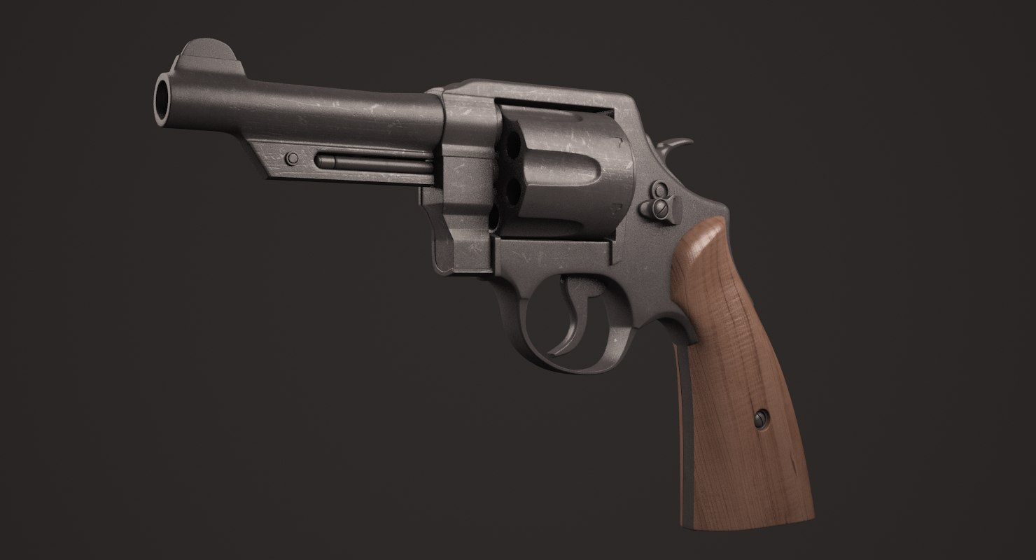 3d revolver realistic model