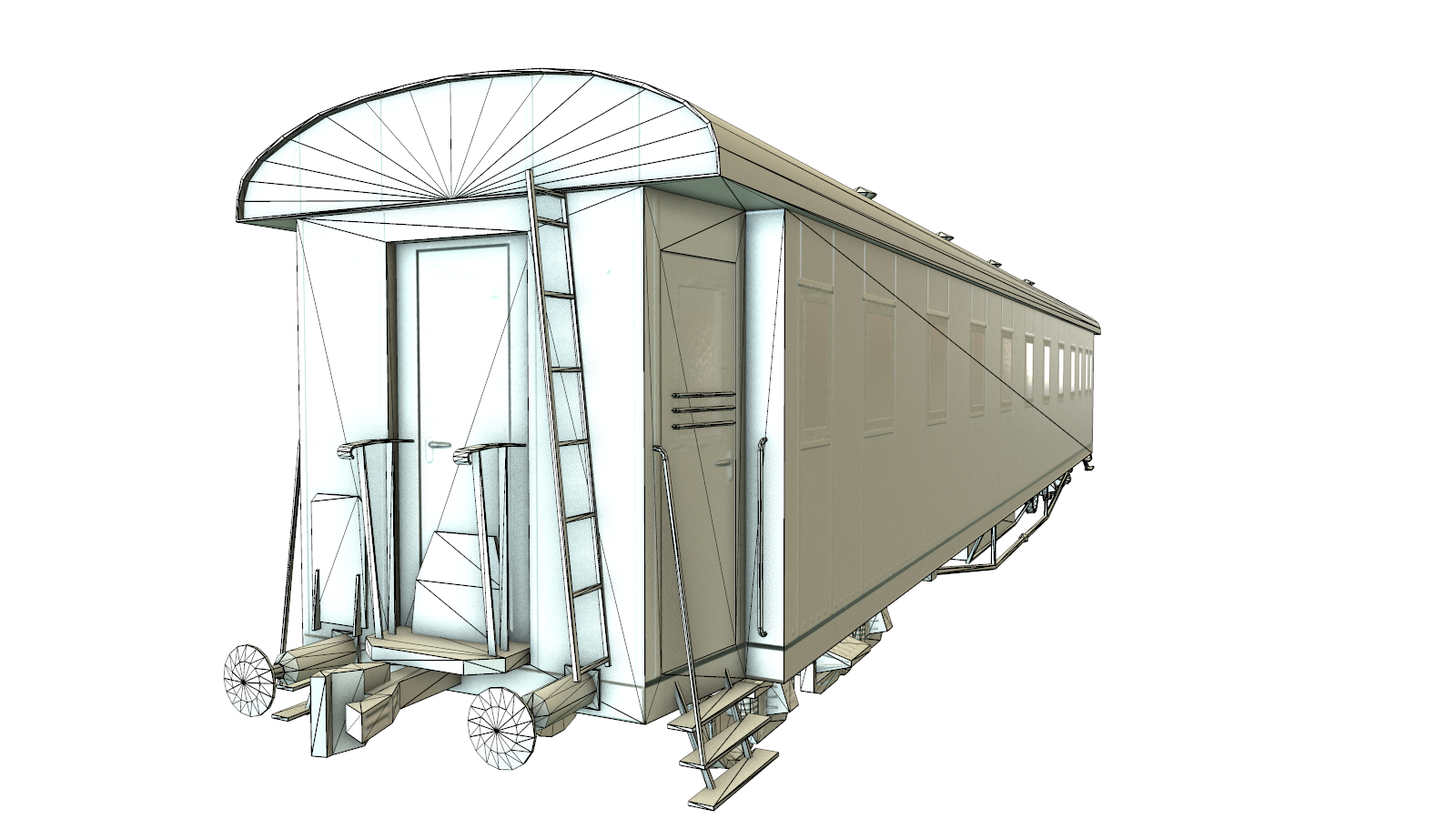 maya low-poly passenger train pbr