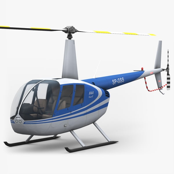 low-poly robinson r44 helicopter 3d model