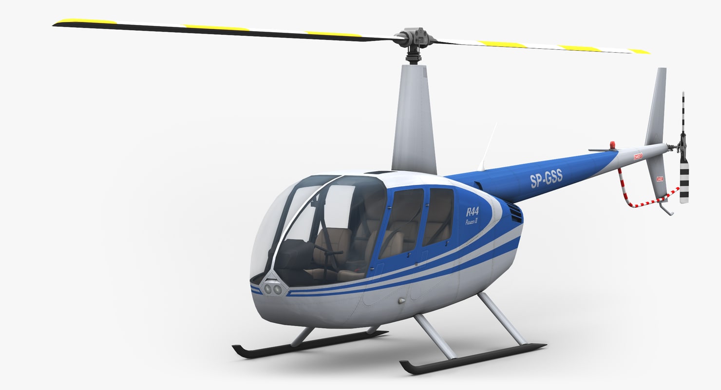 low-poly robinson r44 helicopter 3d model