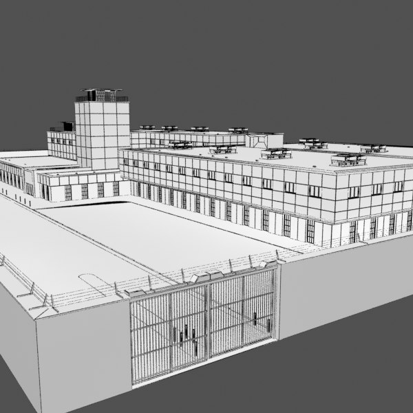 modèle 3D de Bâtiment de pénitencier moderne - prison du comté ...