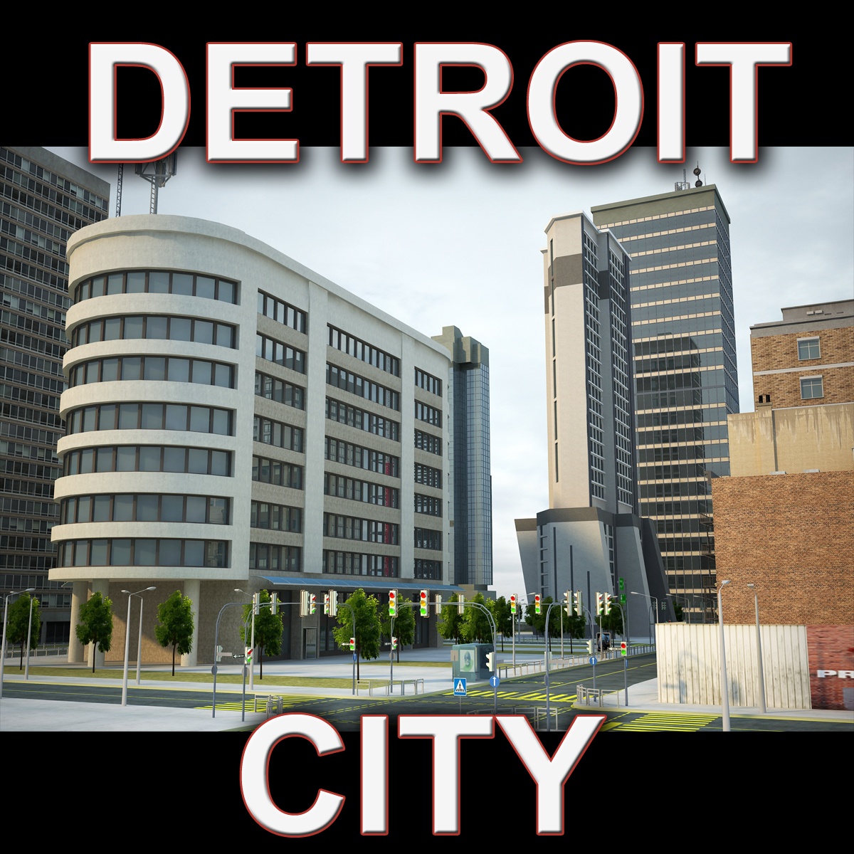 3d detroit city buildings model