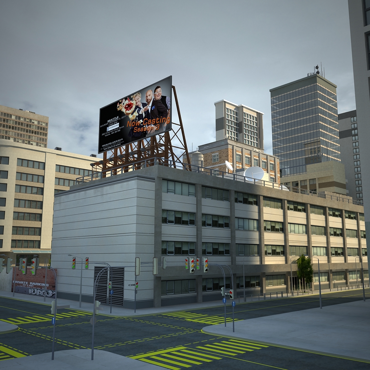 3d detroit city buildings model