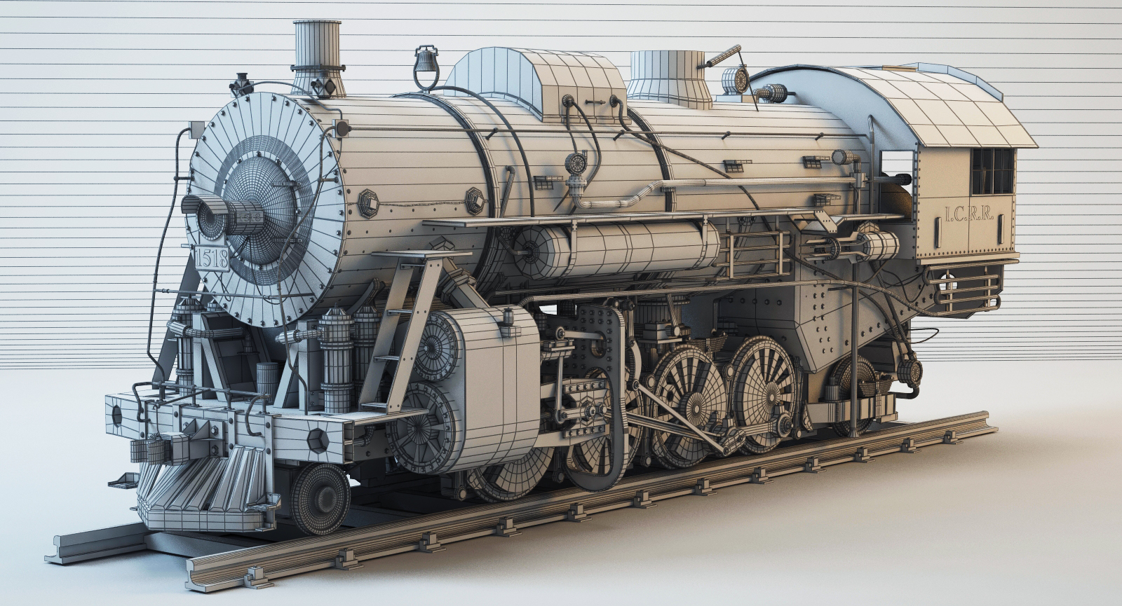 3d model icrr 1518 steam locomotive