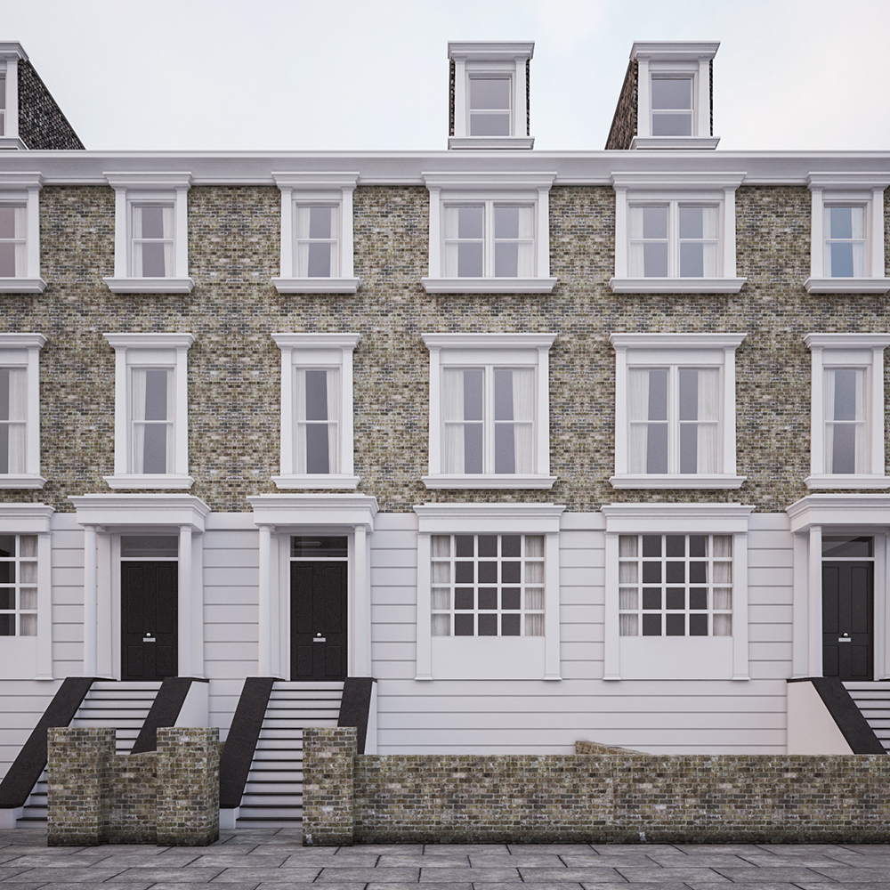 georgian terrace residential houses 3d model