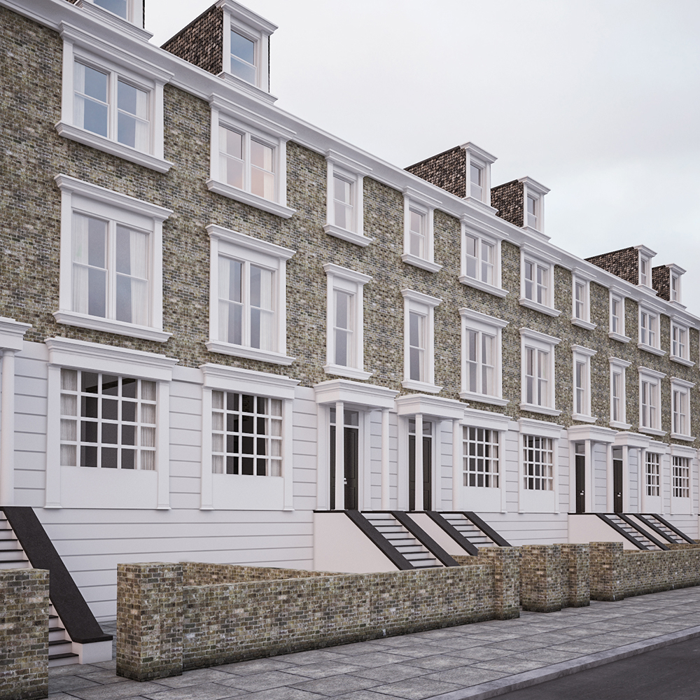 georgian terrace residential houses 3d model