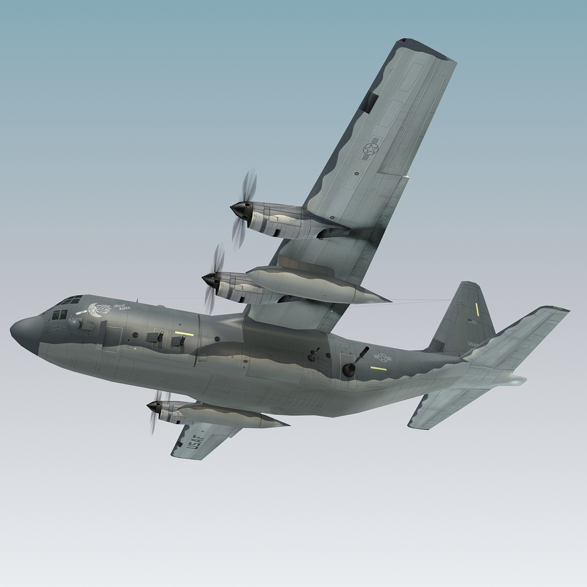 flight mode gunship lockheed c-130 3d model