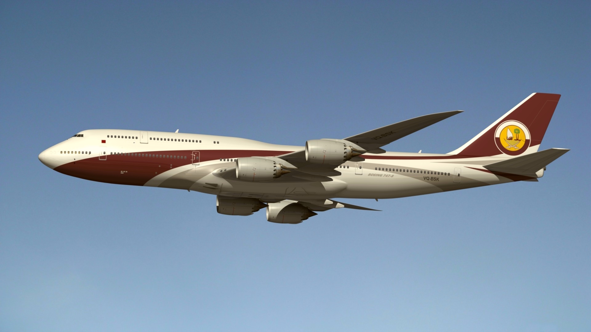 3d boeing 747-8 qatar