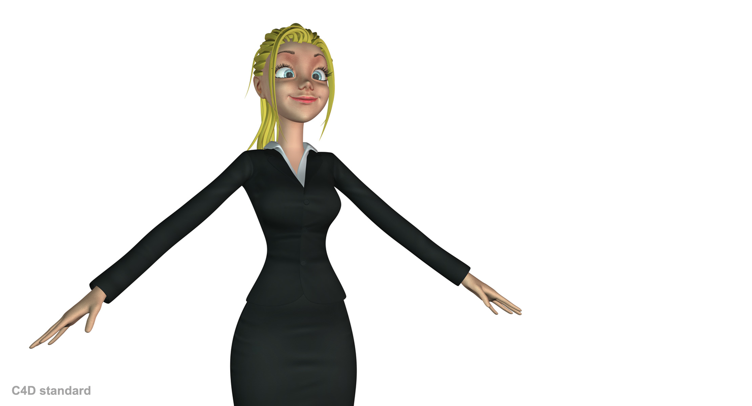 3d cartoon business woman model
