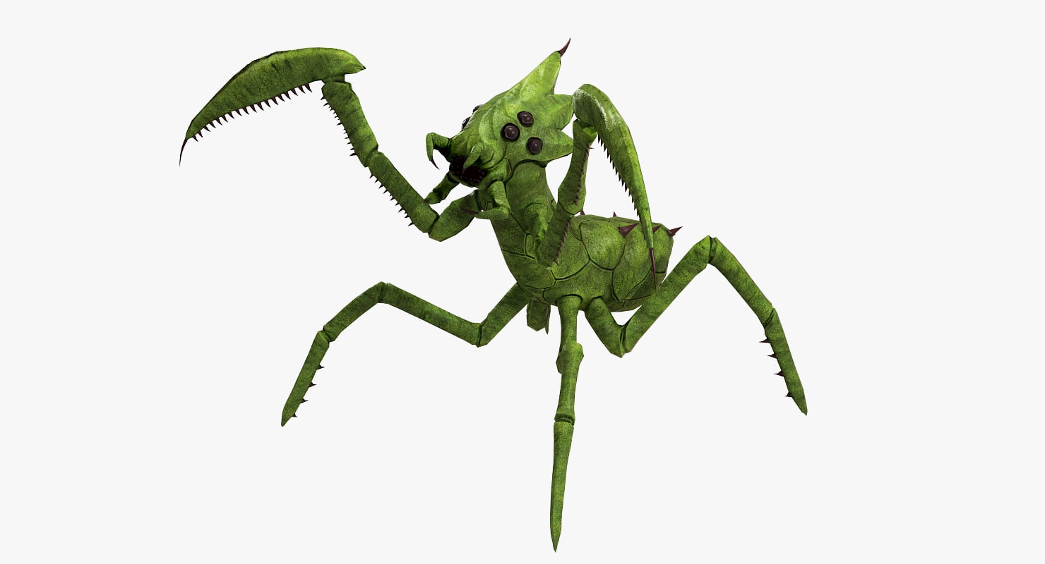 3d model mantis low-poly monster