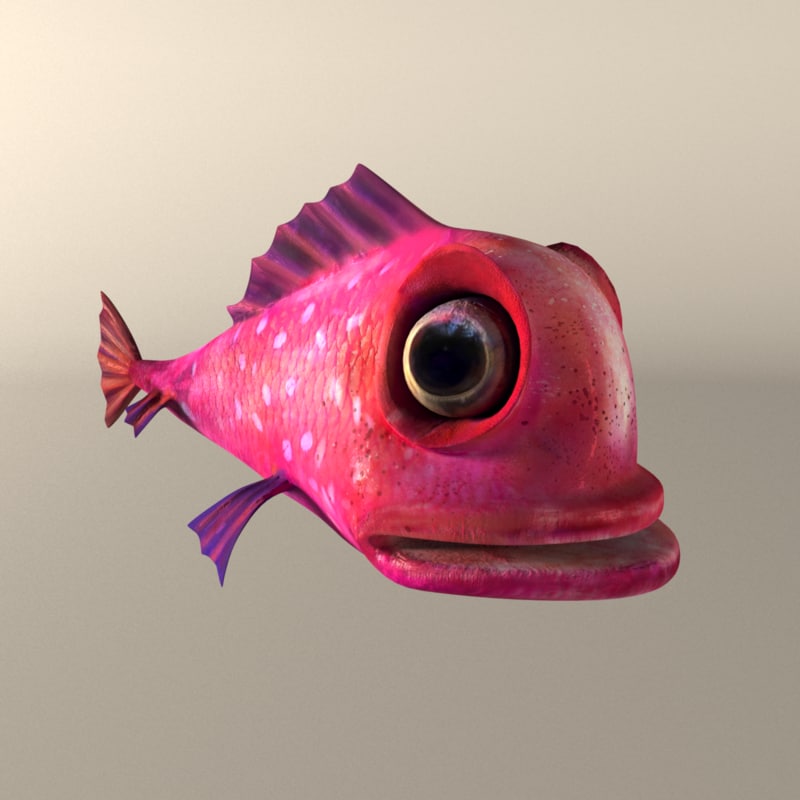 3d model of pink fish