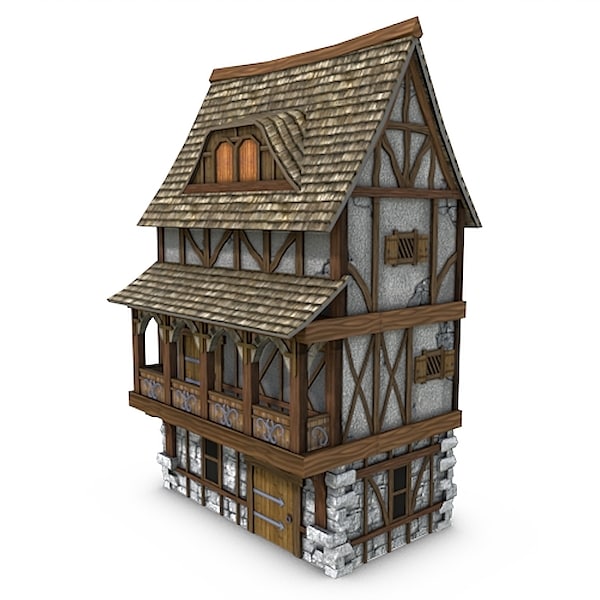 medieval coaching inn buildings 3d obj