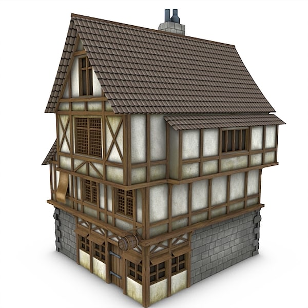 3d model medieval tavern buildings