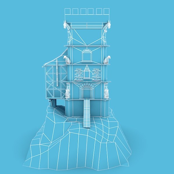 3d medieval wizard tower buildings model