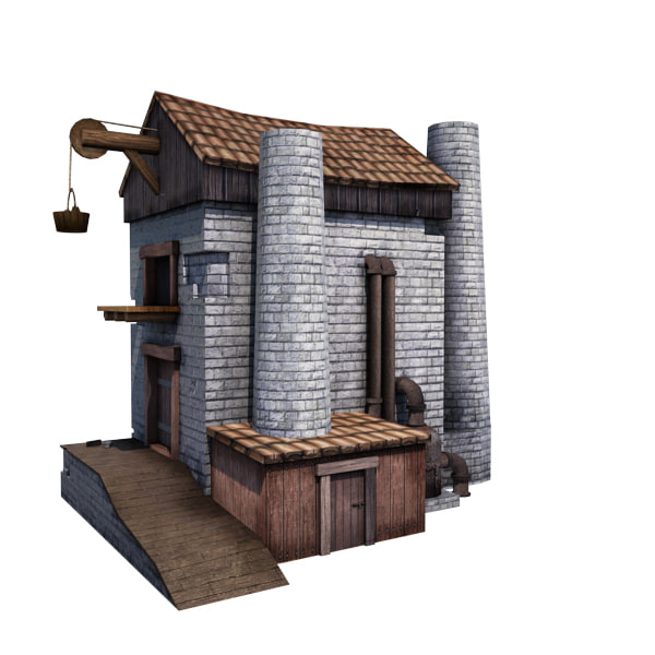 medieval factory buildings 3d model
