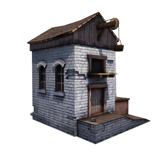 medieval factory buildings 3d model