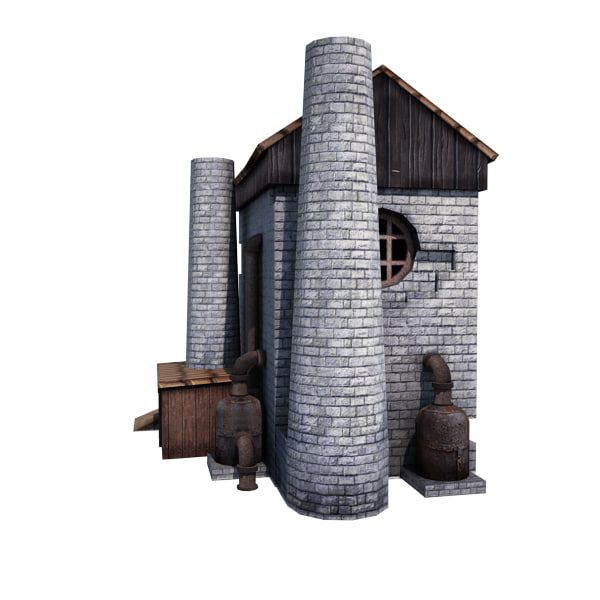 medieval factory buildings 3d model