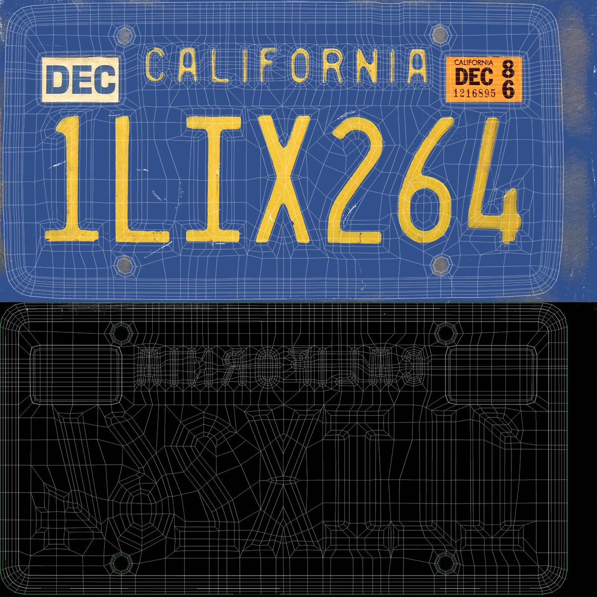 3d license plate california model