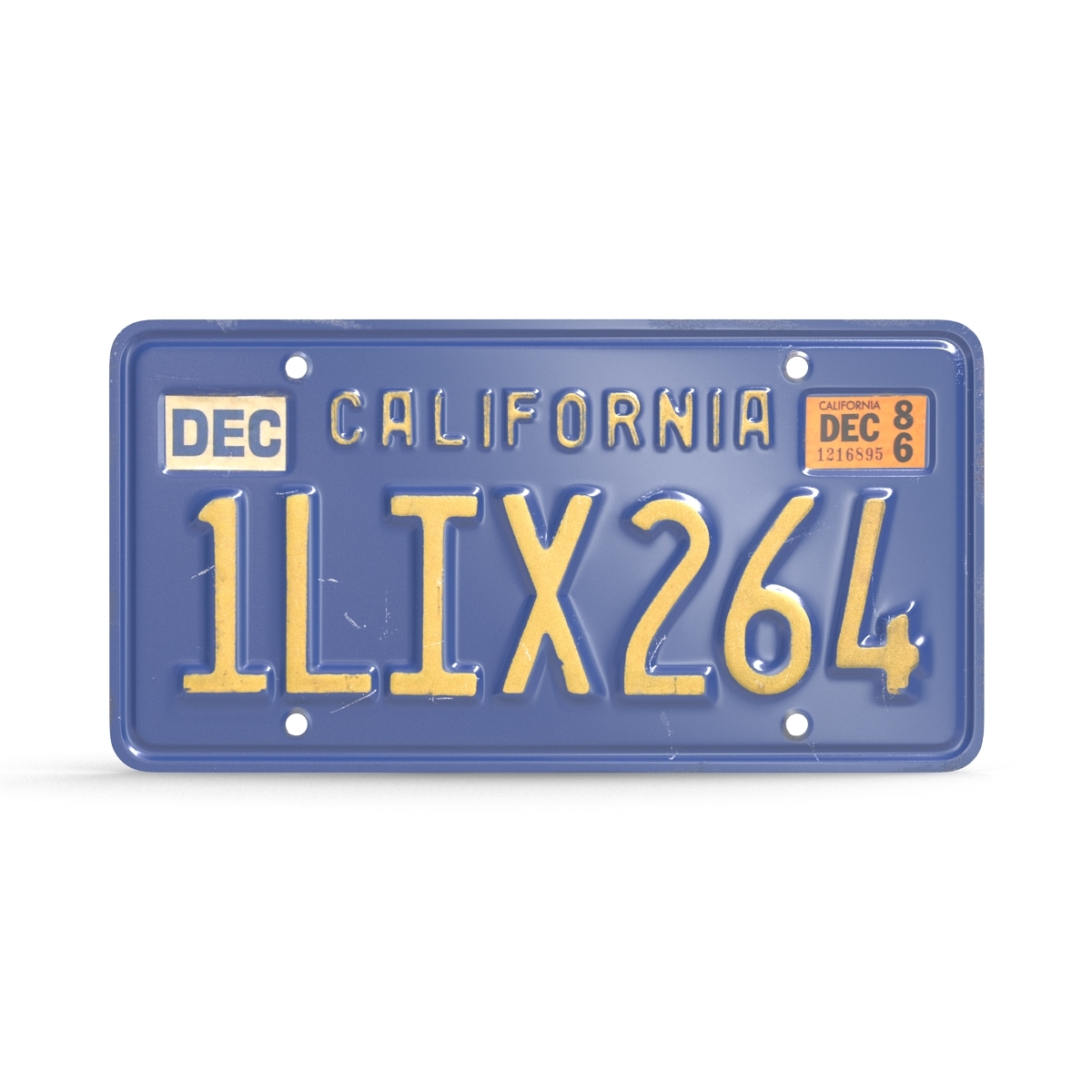 3d license plate california model