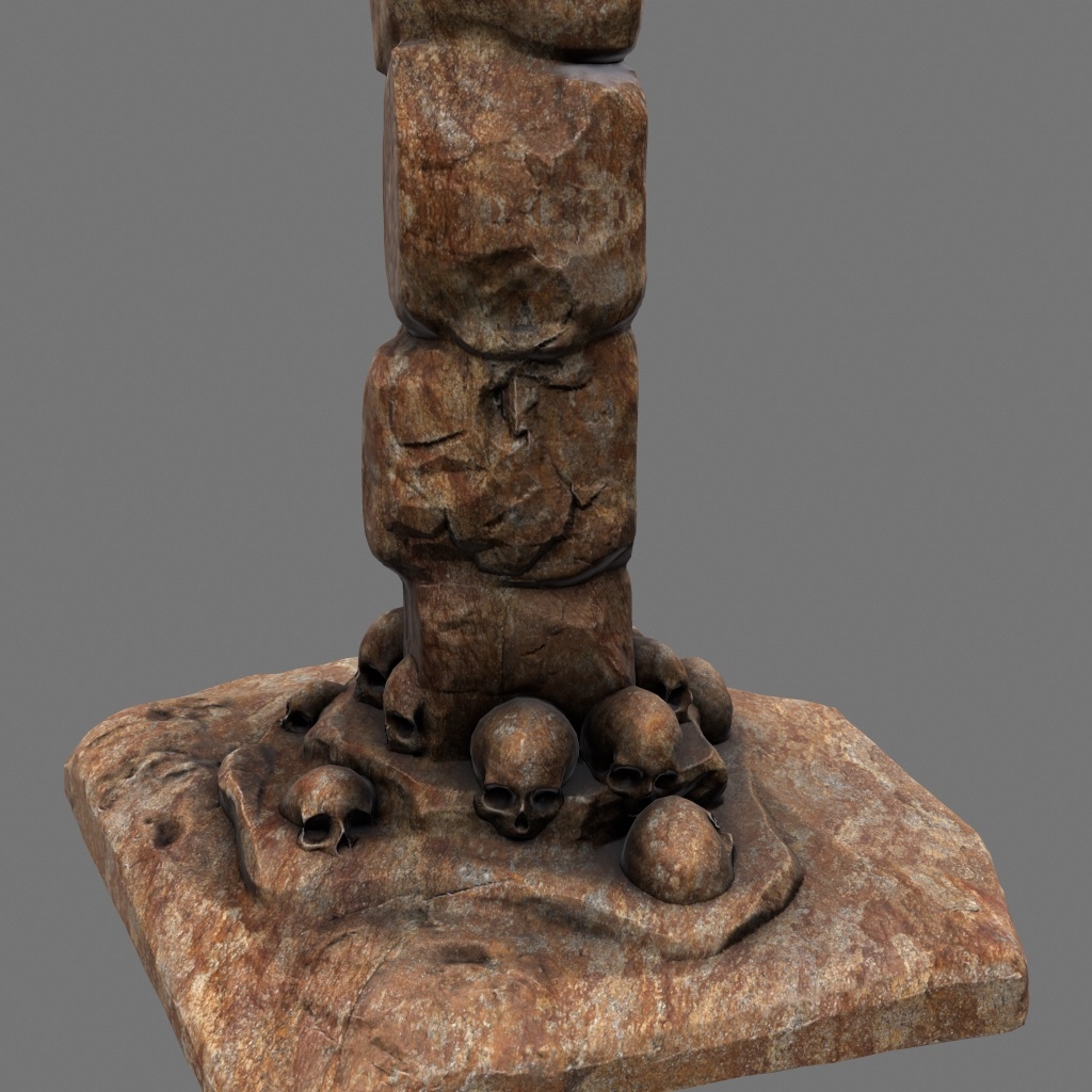 3d skull pillar