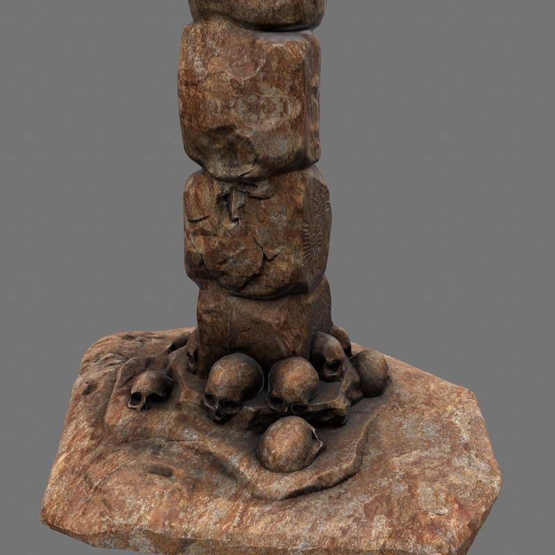 3d skull pillar