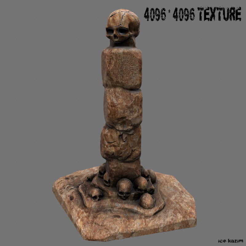 3d skull pillar
