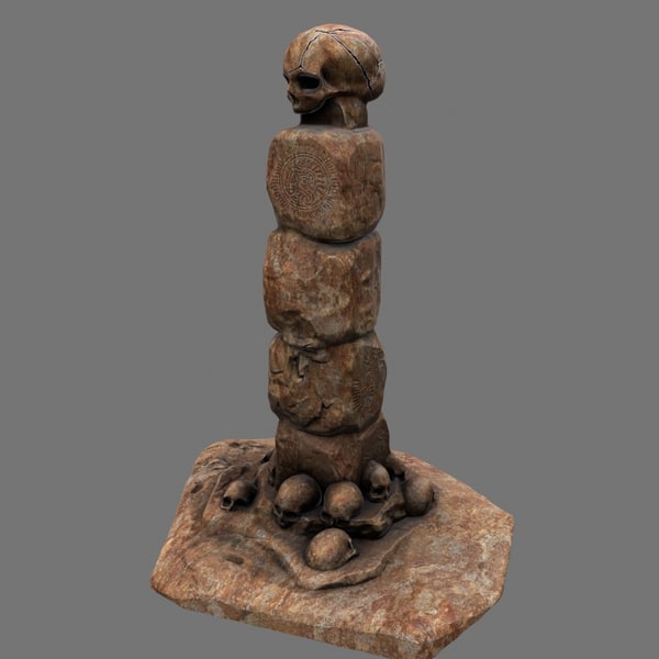 3d skull pillar
