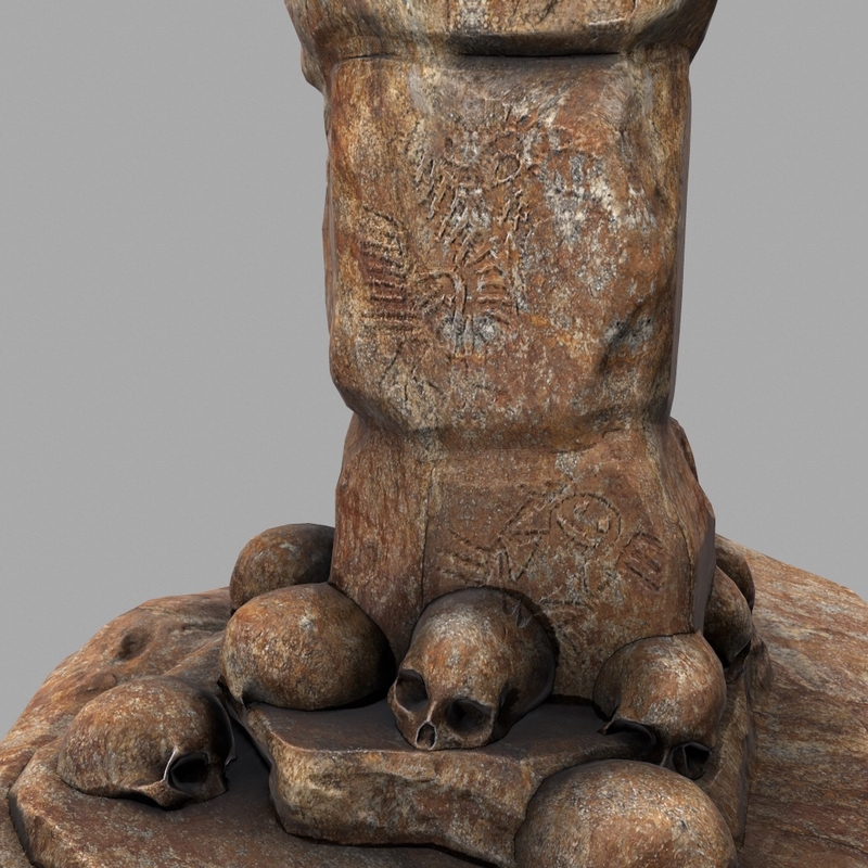 3d skull pillar