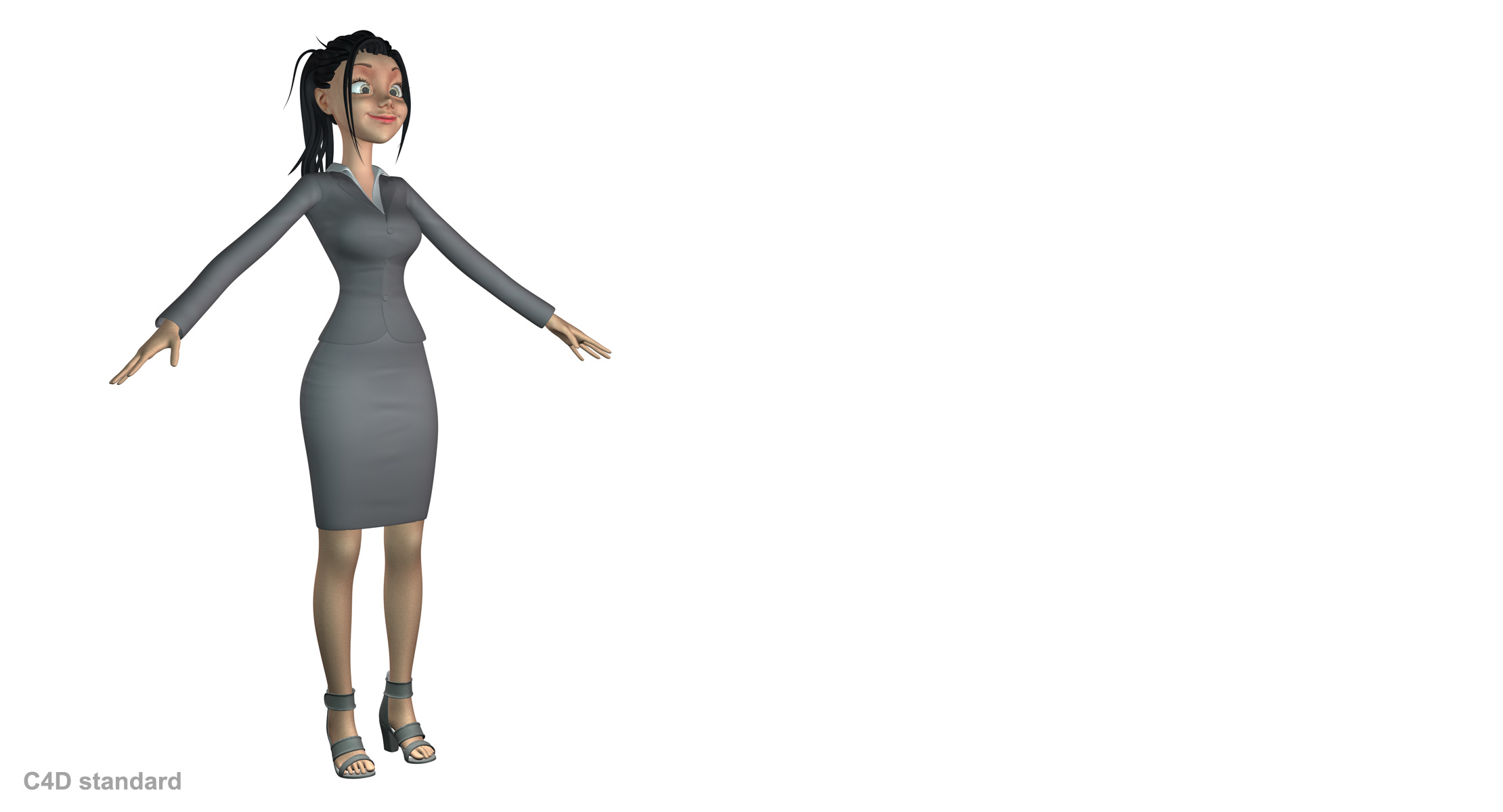 cartoon business woman 3d model