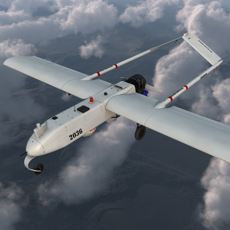 3d model of aai shadow uav rigged