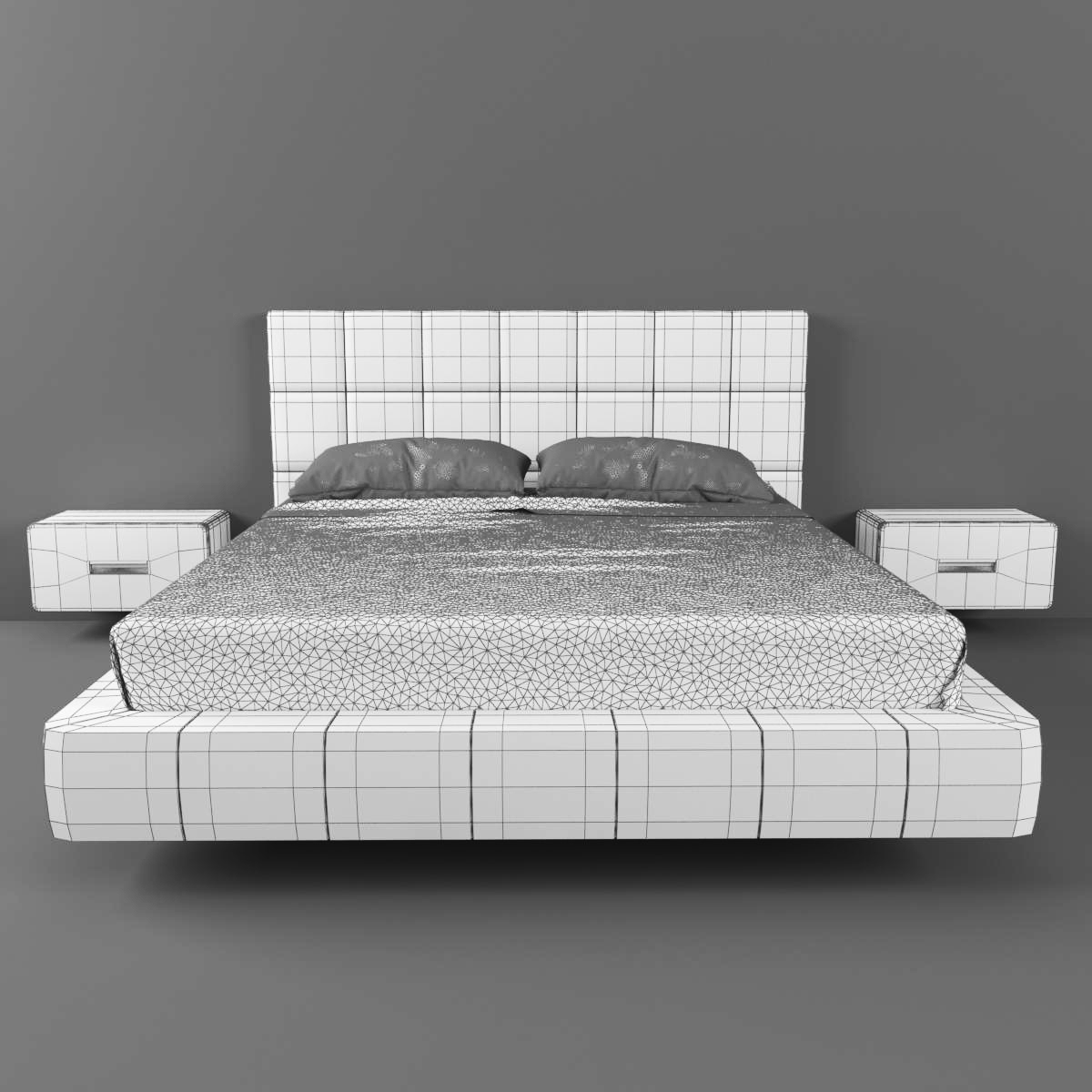 modelo 3d Cama voladora con mesitas de noche - TurboSquid 968924
