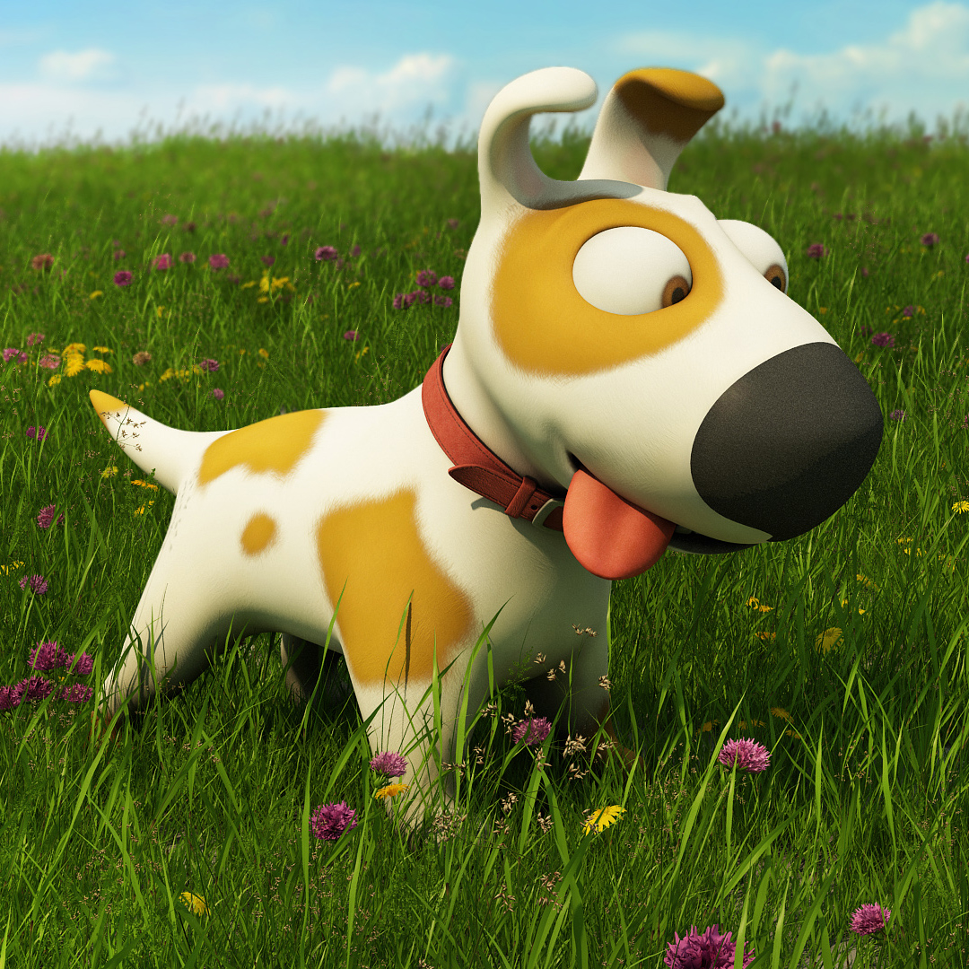 funny cartoon dog animation 3d model